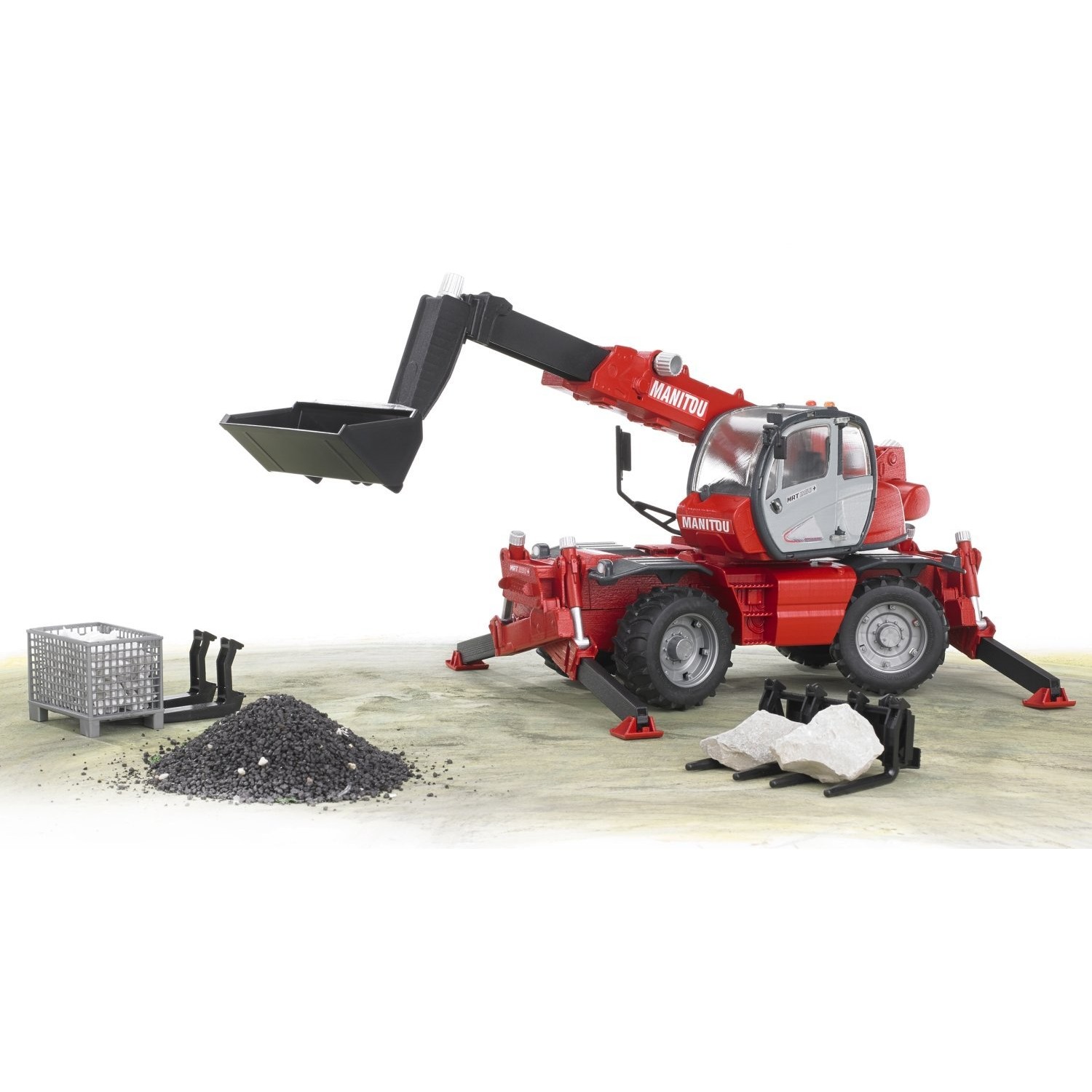 Stivuitor telescopic Manitou MRT 2150 cu accesorii, Bruder 02129 - Scamp.ro